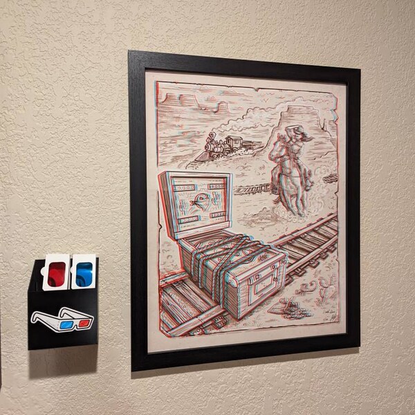 Death Save...? - 3D Anaglyphic Pinball Cowgirl Art - Limited Numbered ...