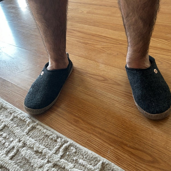 Woolfit Footprint With Leather Sole | Handfelted Wool Slippers With ...