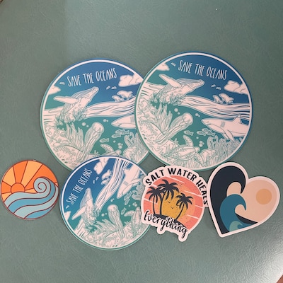 Tropical Waves Sticker Ocean Sticker Hibiscus Decal Palm - Etsy