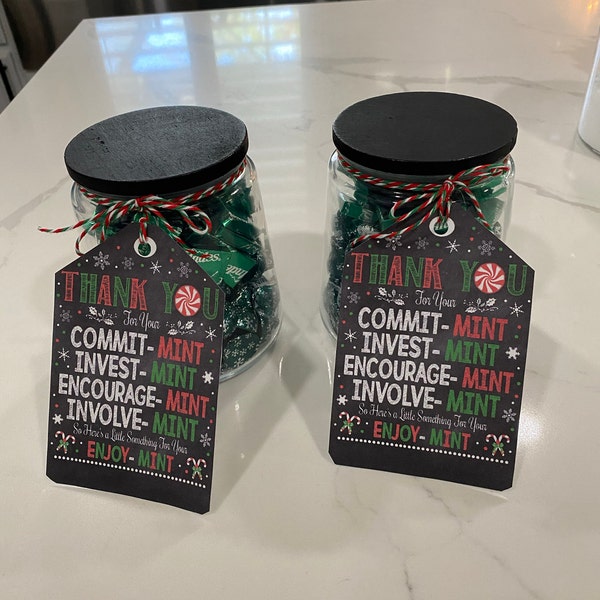 Christmas Mint Tags, Thank You Tags, Volunteer Labels, Printable ...