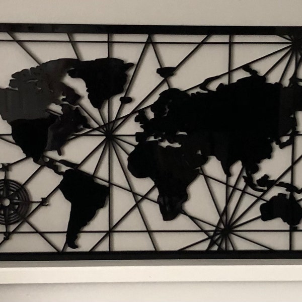 World Map Wall Art Decor Laser Cut Dxf Glowforge Svg Xtool CNC Router ...