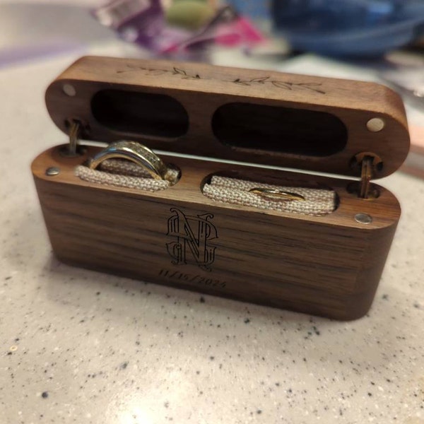 Engraved Custom Wedding Ceremony Ring Box | Double Slot Ring Bearer Box ...