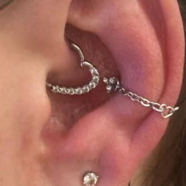 Heart Symbol Conch Chain, Conch Chain, Ear Piercing Chain, Conch ...