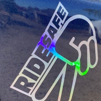 Ride Safe Biker Wave 2 Fingers Down Motorcycle Wave Sticker Vinyl Decal ...
