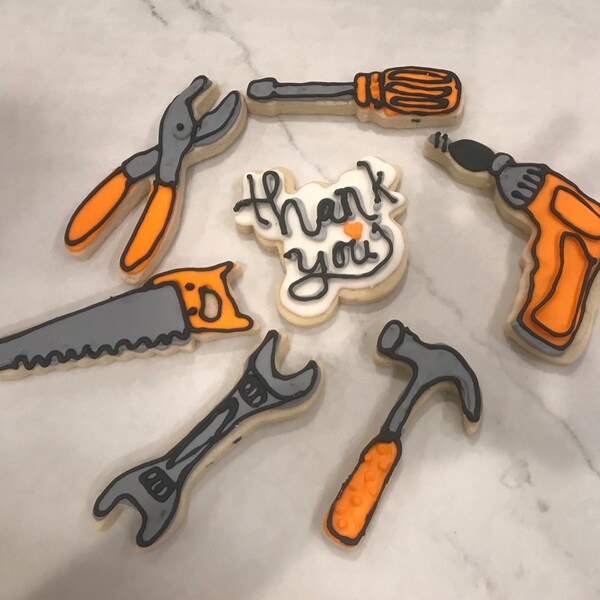 7 Piece Tool Cookie Cutter Set Construction Cookies Drill Hammer Saw ...