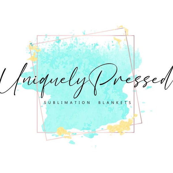 Watercolor Hexagon Logo Design Branding Kit Gold Frame Business Website ...