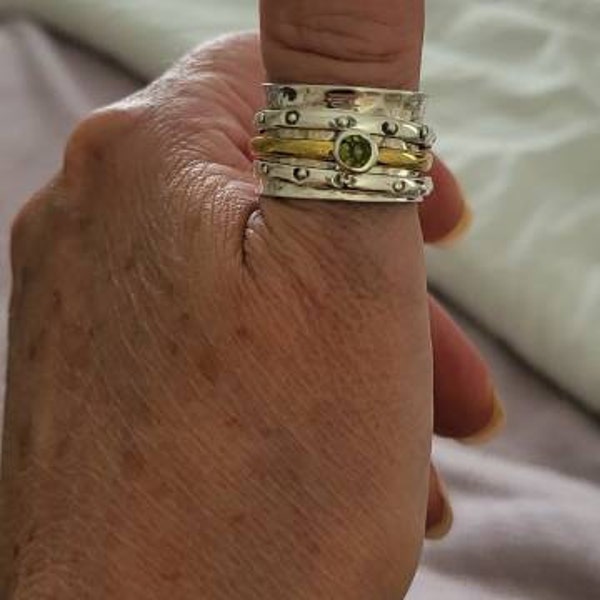 Spinner Ring, Peridot Ring, Sterling Silver Ring, Fidget Rings, Anxiety ...