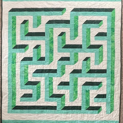 In and Out 3D Maze Quilt Pattern 5 Sizes: 30 Sq., 44 Sq., 59 Sq., 74 Sq ...