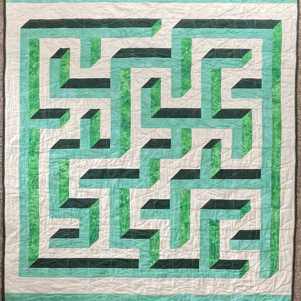 In and Out 3D Maze Quilt Pattern - 5 Sizes: 30" Sq., 44” Sq., 59” Sq., 74” Sq., and 89” Sq. - Etsy