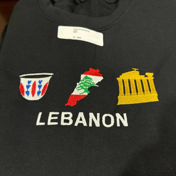 Embroidered Lebanon Sweatshirt, Lebanese Crewneck Sweater, Beirut ...