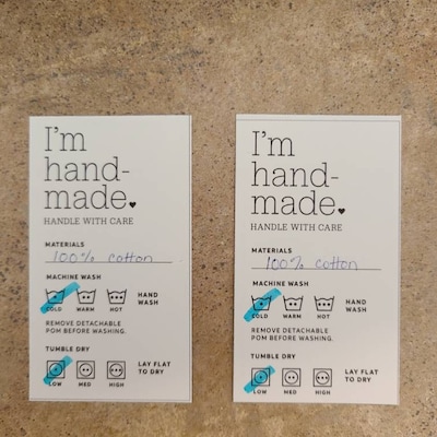 Im Handmade Printable Care Tags Labels PDF Only - Etsy