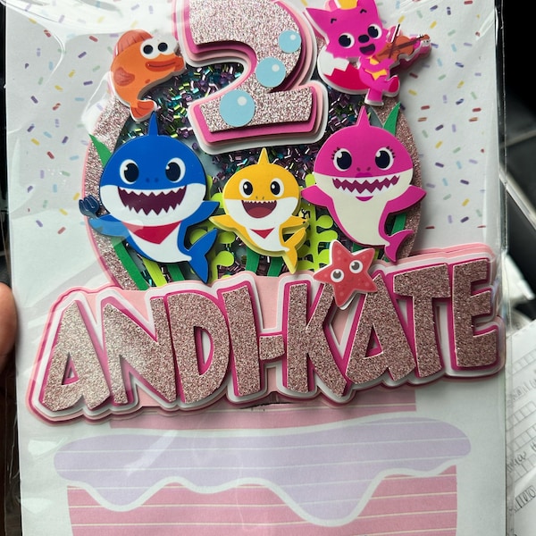 Baby Shark Cake Topper, Baby Shark Birthday, Cupcake Topper, Ping Fong ...