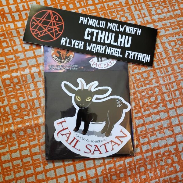 Cthulhu Bumper Sticker! Laminated Vinyl All Weather 8" H. P. Lovecraft ...