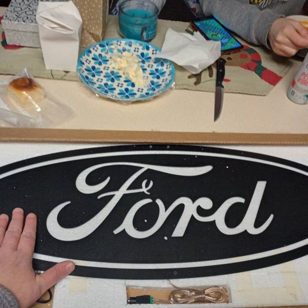 Metal LED Lighted Car Logo, Car Led Sign, Garage Accessories, Wall ...