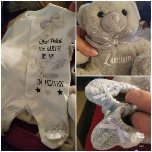 Newborn Baby Girl Homecoming Set, Sleepsuit/babygrow, Mitts, Hat ...