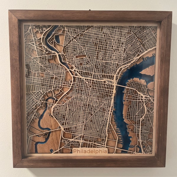Custom Wood Map Art: City Street Map With Epoxy Finish - Etsy