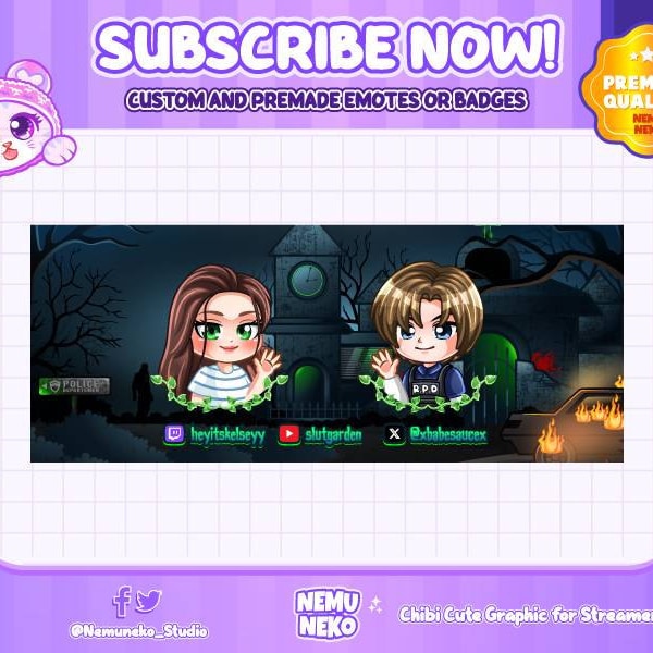 Custom Chibi Cute Banner or Header for Social Media / Twitch Banner ...
