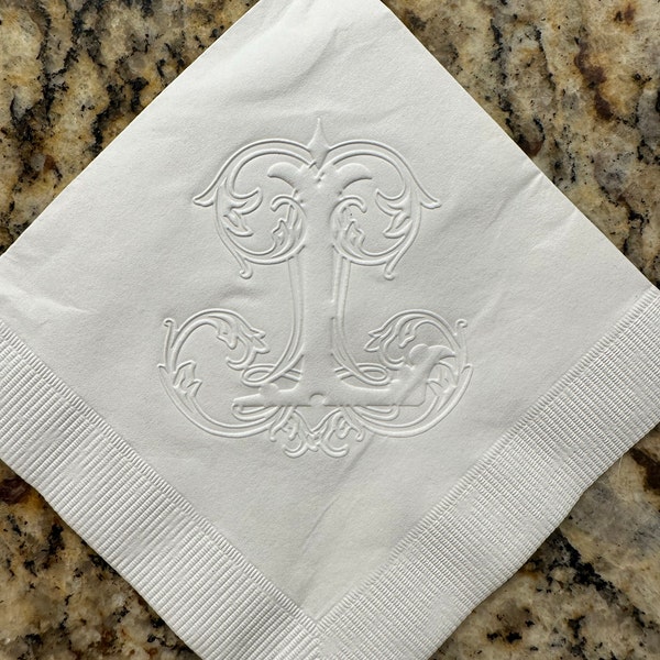 Embossed Initials Wedding Napkins, Custom 3 Ply Embossed Cocktail ...