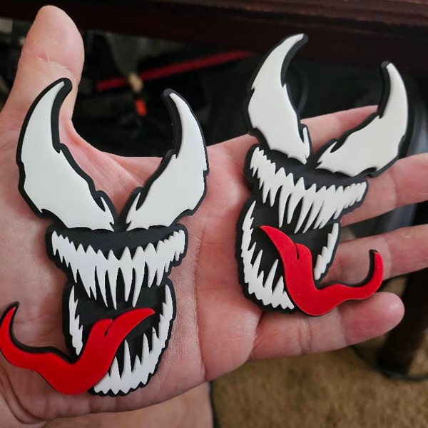 Fender Badges Emblem Venomous V2 Matte Black W/ Red Tongue and White ...