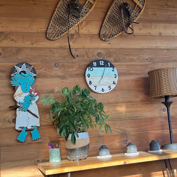 Coastal Wall Clock for Beach House or Farmhouse Decor, Custom Reclaimed ...