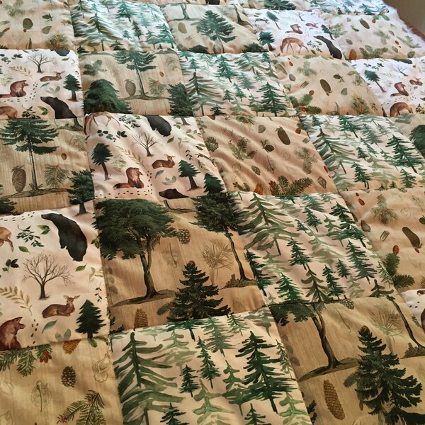 Rustic Forest Trees Fabric by the Yard. Quilting Cotton, Organic Knit ...