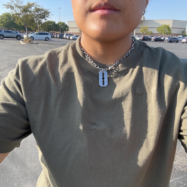 Chunky Razor Blade Faceted Cable Chain Necklace, Layering Necklace ...