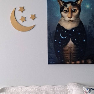 Crescent Moon and Stars Wall Decor, Moon Decor, Moon Phase Wall Hanging ...