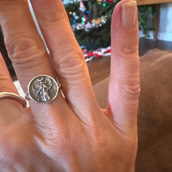 925 Sterling Silver Hecate Ring – Triple Goddess Coin Ring, Greek ...