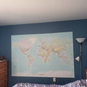 Giant World Map Wall Mural Removable Wallpaper Map of the | Etsy