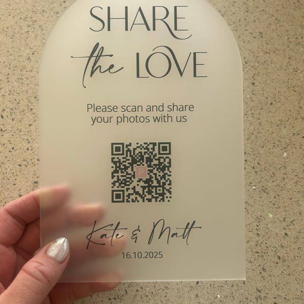 QR Photo Sharing Wedding Sign: Personalised Modern Reception Plaque - Etsy