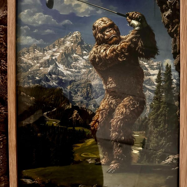 Game Night Sasquatch Bigfoot Art Print Unframed Bigfoot Window Hockey ...