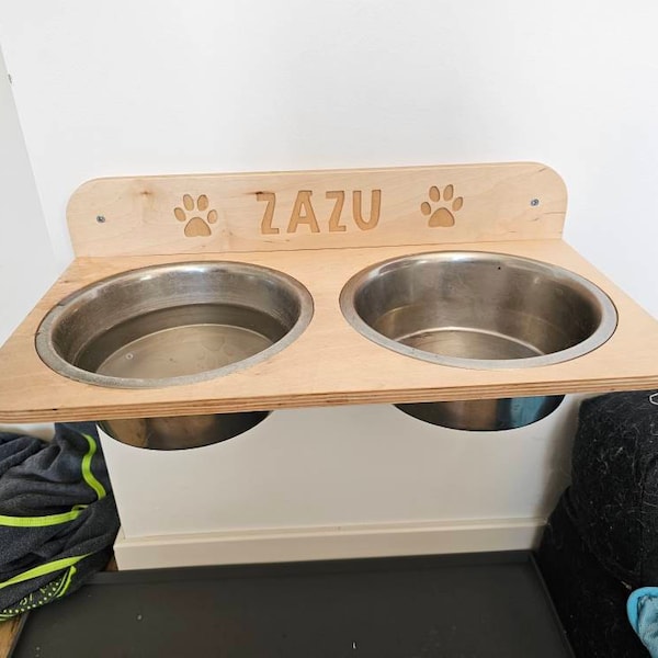 XL Raised Dog Feeding Stands, Elevated Floating Dog Feeder, Wall ...