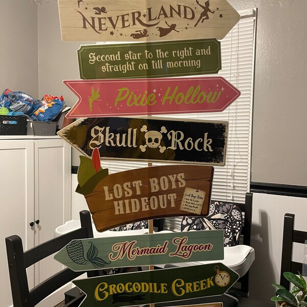 Peter Pan Party Directional Sign, Never Grow up Birthday, Peter Pan ...