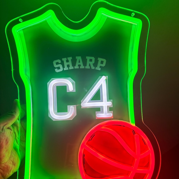 Custom Basketball Jersey Neon Sign, Custom Name Neon Sign for Kids ...