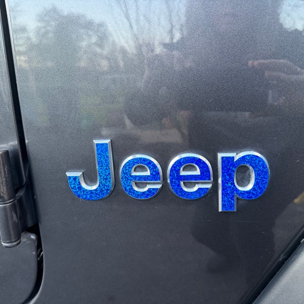 Holographic Sequins Jeep Emblem Sticker Decal, Wrangler JK, TJ, JL ...