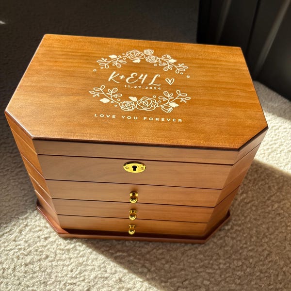 Rotating Engagement Ring Box, Custom Long Ring Box, Walnut Ring Box ...