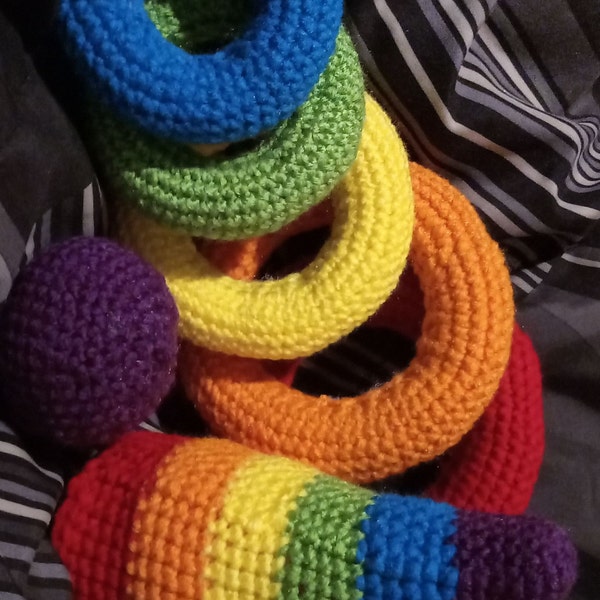 Crochet Baby Toys Montessori Rainbow Stacking Rings Pattern Crochet ...