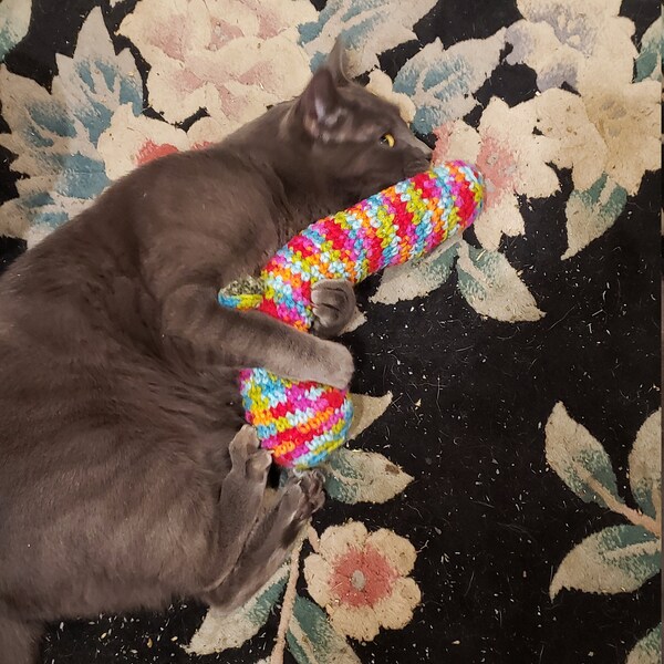 Catnip Bong Kicker, Catnip Crochet, Crochet Cat Kicker, Crocheted Cat ...