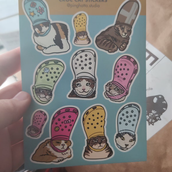 Croc Cat Meme Sticker Sheet – Funny Illustrated Quirky Cat Sticker ...