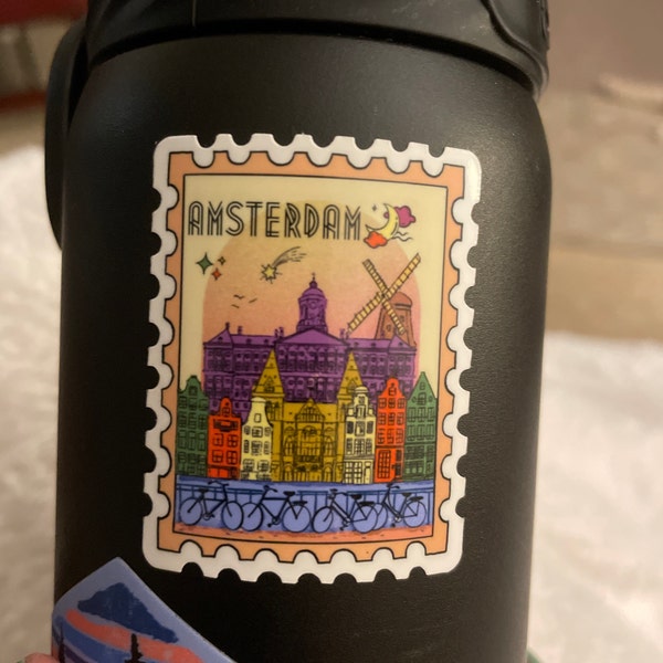 Amsterdam Sticker, Amsterdam Illustration Sticker, Netherlands Skyline ...