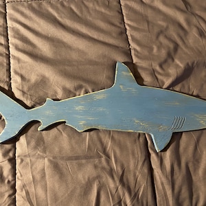 Wood Shark Sign Small Wall Art Mako Shark Sign Beach Coastal Nautical ...