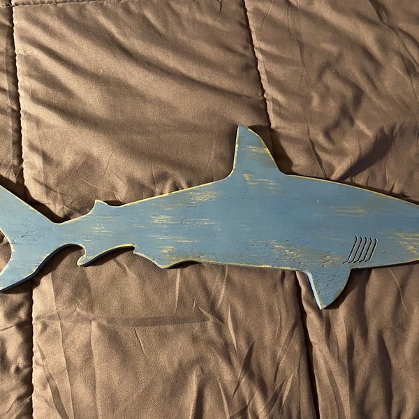 Wood Shark Sign Small Wall Art Mako Shark Art Beach Coastal Nautical ...