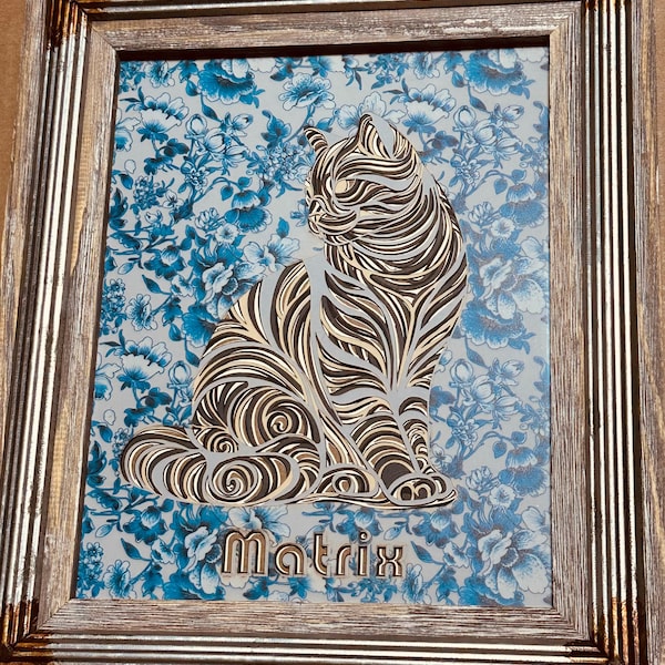 3D Multilayered Cat Abstract | Laser Cut Cat Ornament File | Cat Wall ...