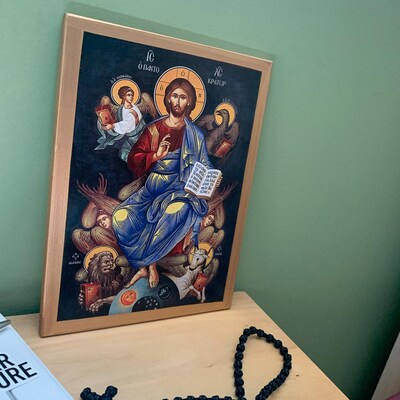 Virgin Mary Icon Panagia Paramythia, Handmade Greek Orthodox Icon ...