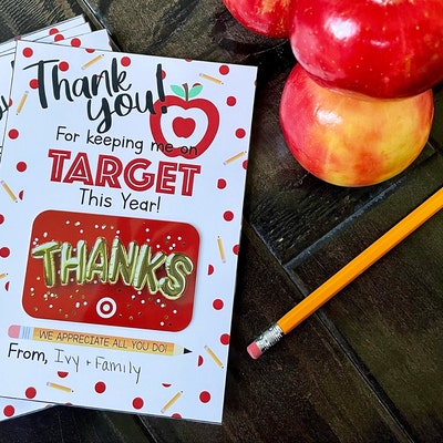 PRINTABLE Target Gift Card Holder, Teacher Appreciation, Thanks for ...