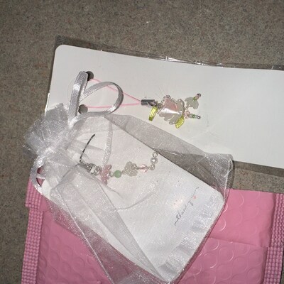 Pink Flower Phone Charm Beaded Lotus Flower Phone Strap Fairycore ...