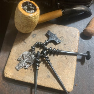 Viking Style Hand Forged Pipe Tool Set, Customizable With Thor's Hammer ...