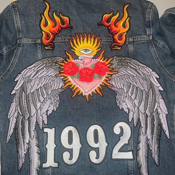 Set of 2 Flame Patch, Fire Patch for Jackets, Flame Sew on Patch, Urban ...