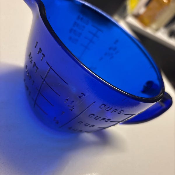 Cobalt Blue Glass 2 Cup Measuring Cup & Mixing Bowl W/ Markers ...