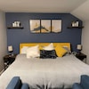 Mid Century Wall Art Set of 3 Prints, Navy Blue and Mustard Yellow 3 ...